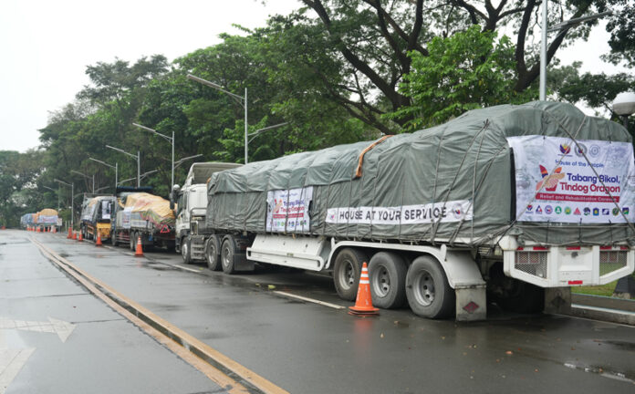 24 truckloads of relief goods leave House for Bicol, Catanduanes