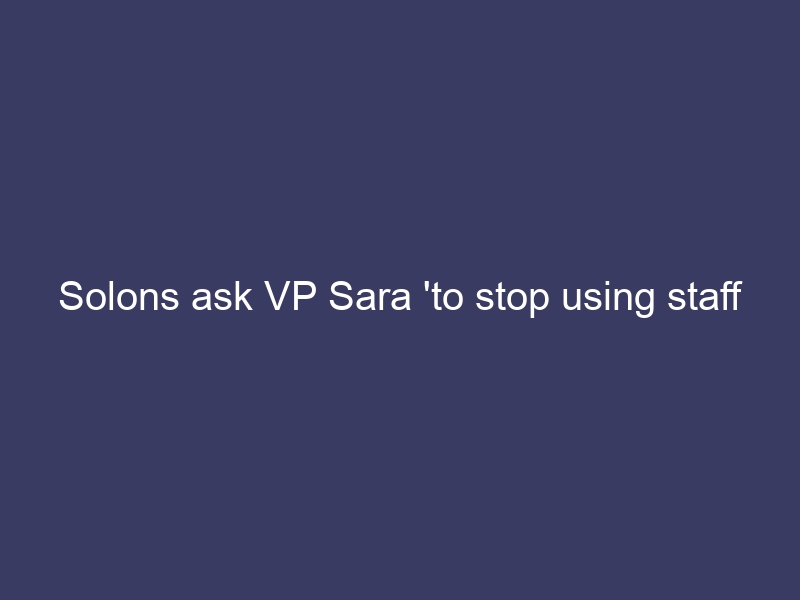 Solons ask VP Sara ‘to stop using staff bulletproof vest’