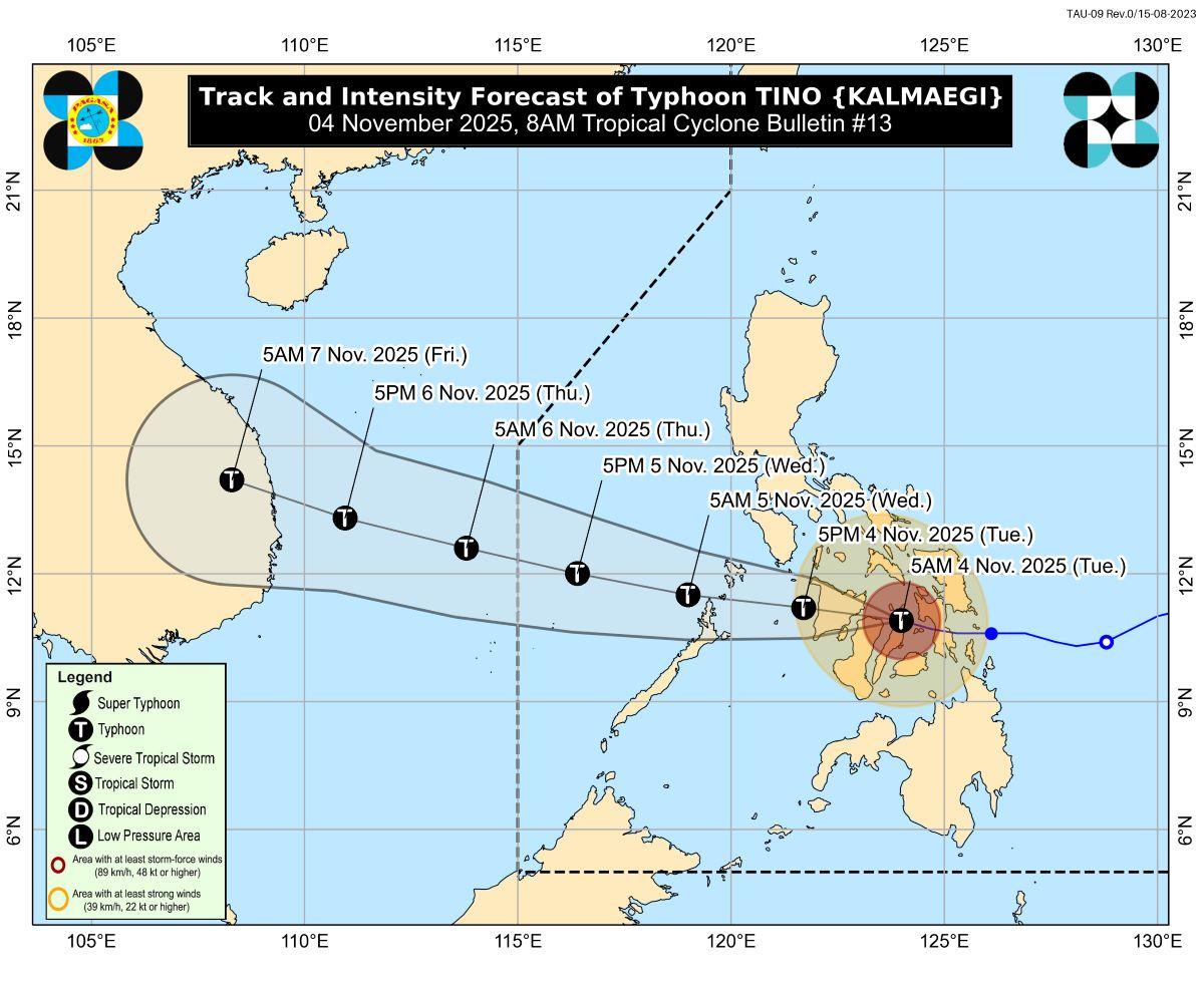 Tropical Cyclone Wind Signal No. 4 up in 9 areas as Tino heads to Panay ...