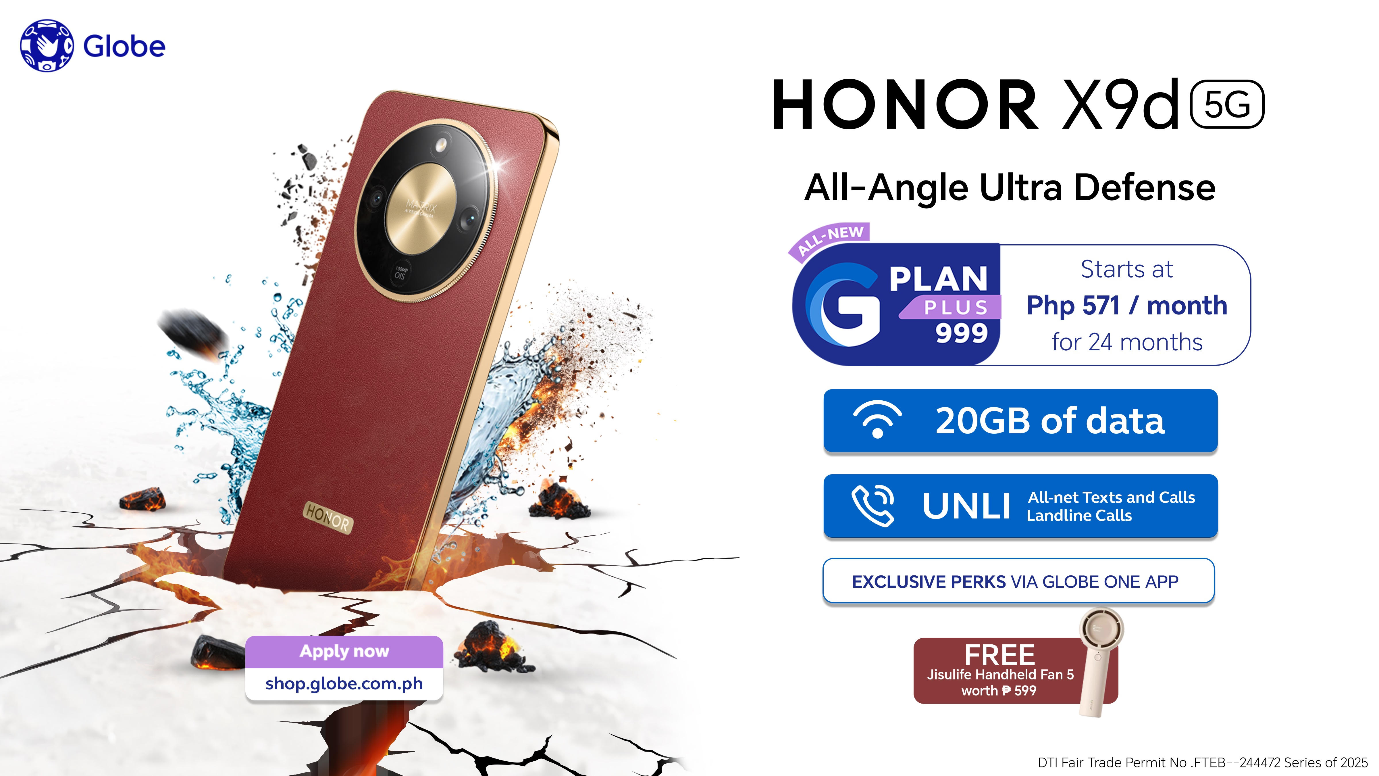 Get HONOR X9d 5G with Globe G-Plan Plus 999 Today